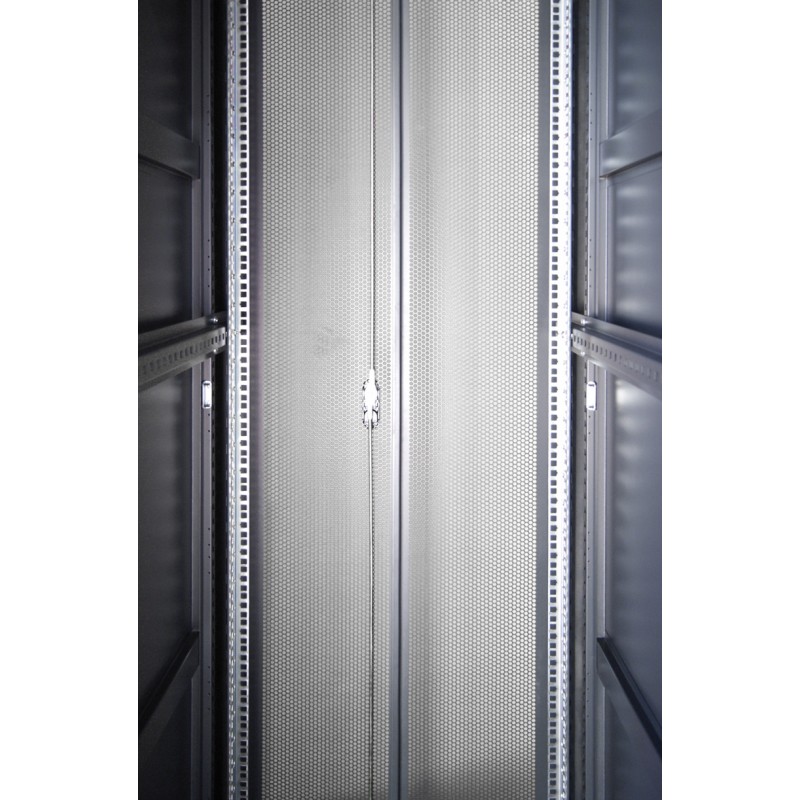 Baie serveur 12U 600x800 porte verre/4 ventil/arrière saloon nid ab ...