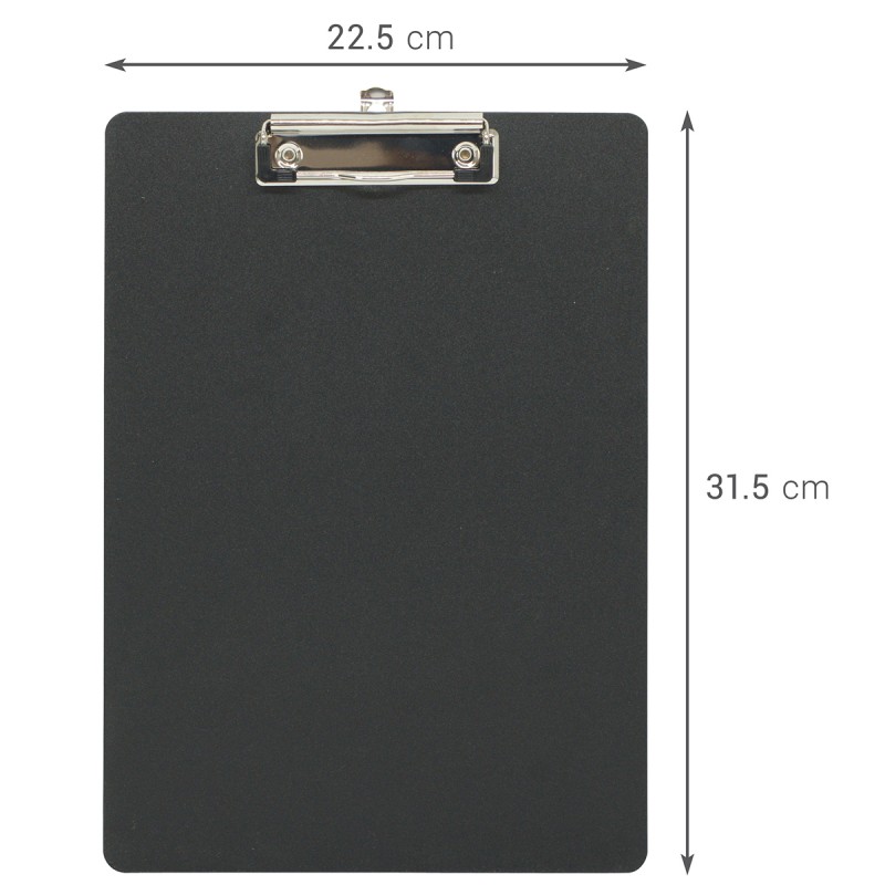 Porte bloc à pince A4 en polypro de 2mm 22 5 x 31 5 cm Noir WAYTEX.fr