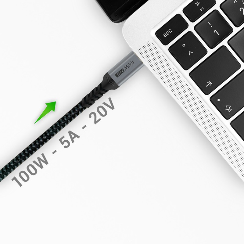 Cordon 100W 5A 20V Charge rapide USB 3 2 type C Mâle Mâle 1 00m S WAYTEX.fr