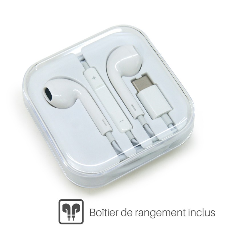 Ecouteurs Blanc USB type C Intra auriculaire avec Micro et boutons ...
