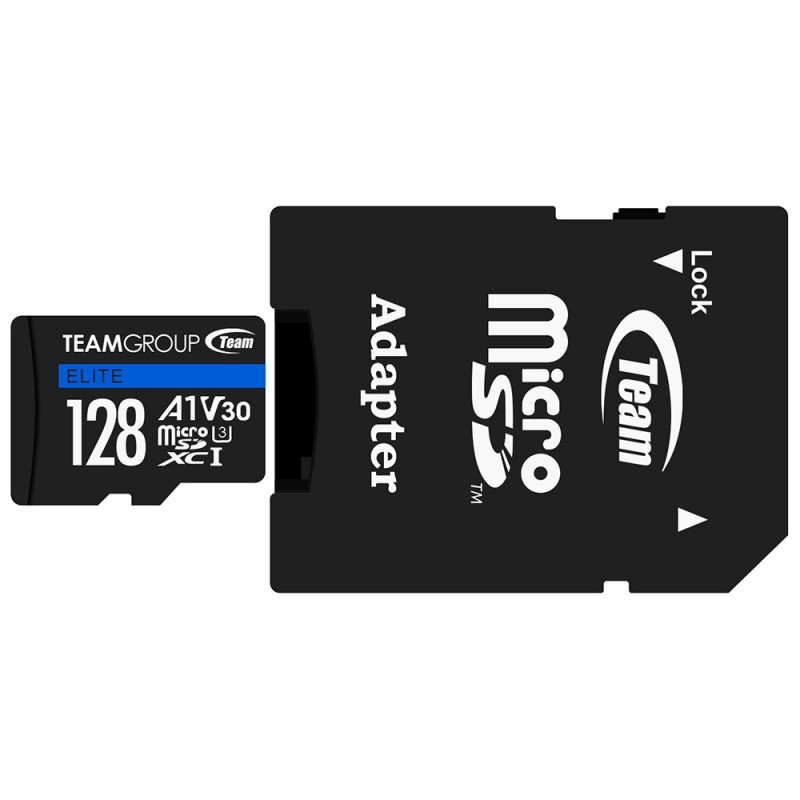 Carte mémoire microSDXC 128 Go Elite U3 V30 avec adap SD Team Group ...