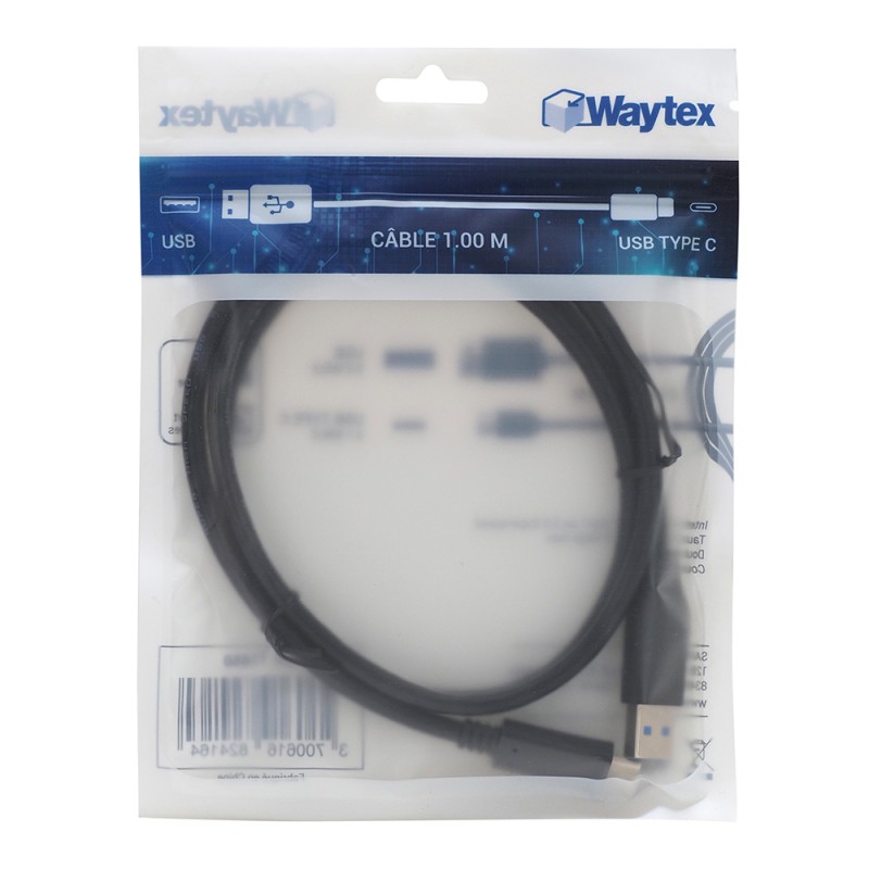 Cordon Moulé Type C USB 3 1 / USB 3 0 A mâle mâle 1 00m Suspendu WAYTEX.fr