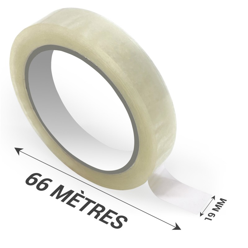 Ruban adhésif Pro 50Mic transparent de bureau 19mm x 66 pack de 8 WAYTEX.fr